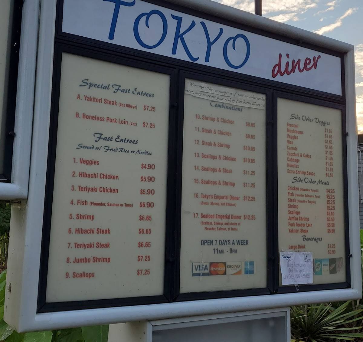 Menu at Tokyo Diner Japanese Restaurant, Morganton