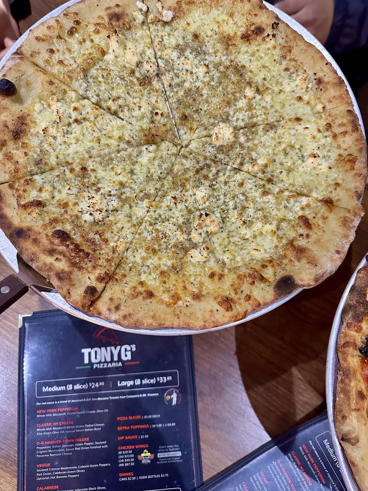 Menu at Tony G’s Pizzeria, Hamilton