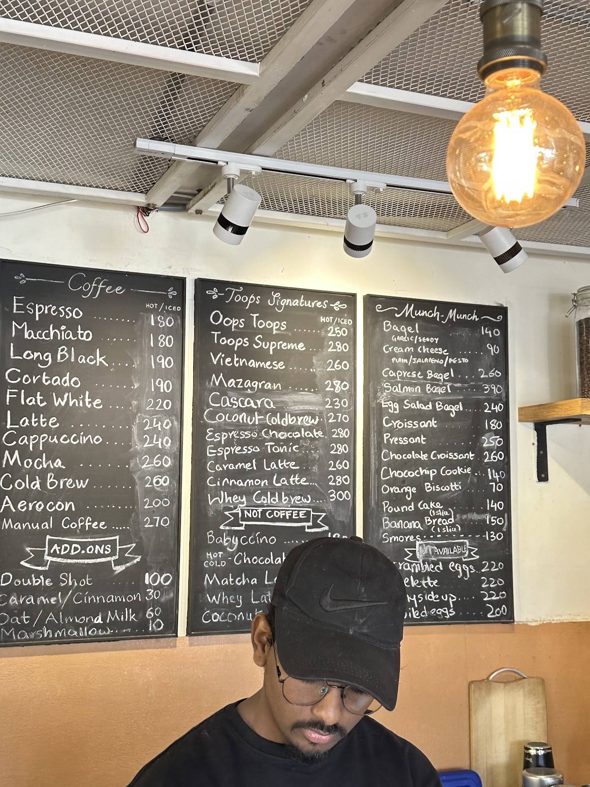 Menu at Toops Coffee, Hyderabad