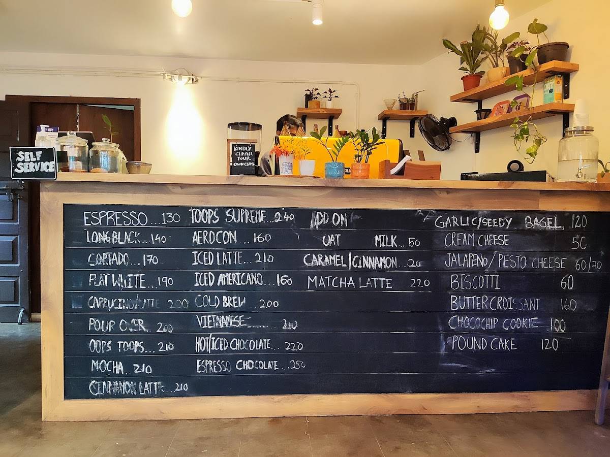 Menu at Toops Coffee, Hyderabad