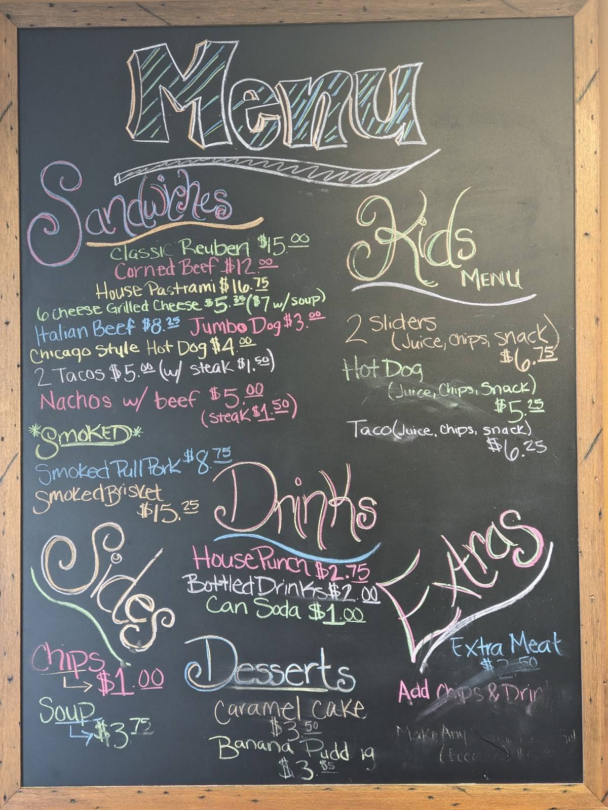 Menu at Top Corned Beef restaurant, Milwaukee