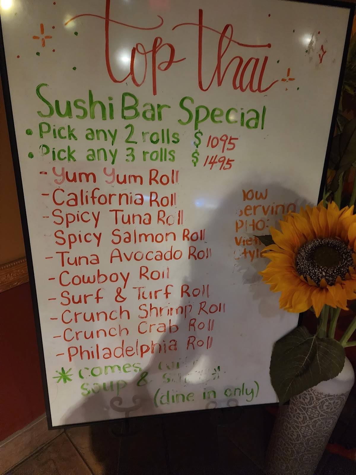 Menu at Top Thai restaurant, Dothan, 105 S Woodburn Dr # 3