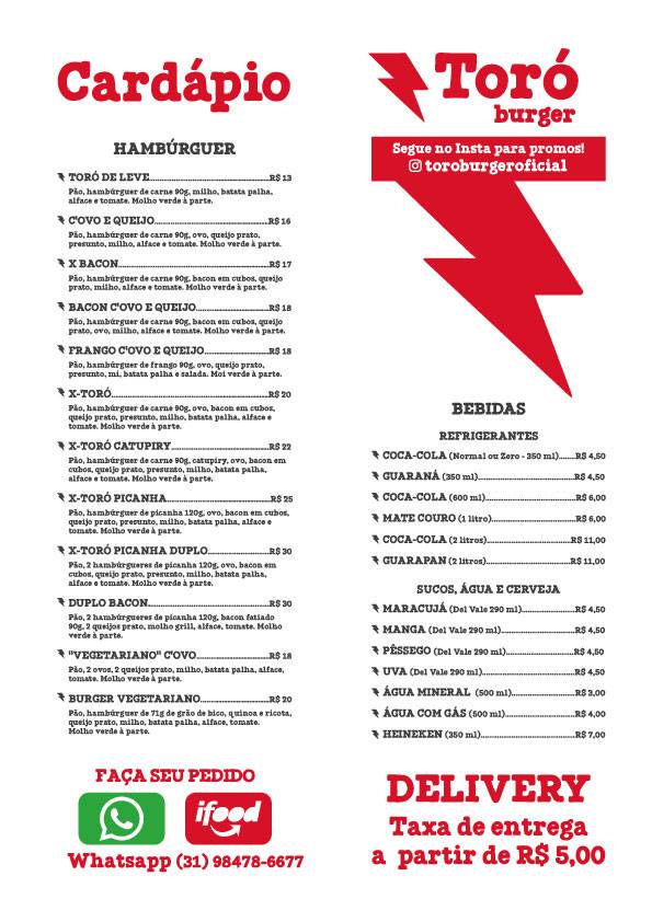 Menu em Toró Burger restaurante, Belo Horizonte