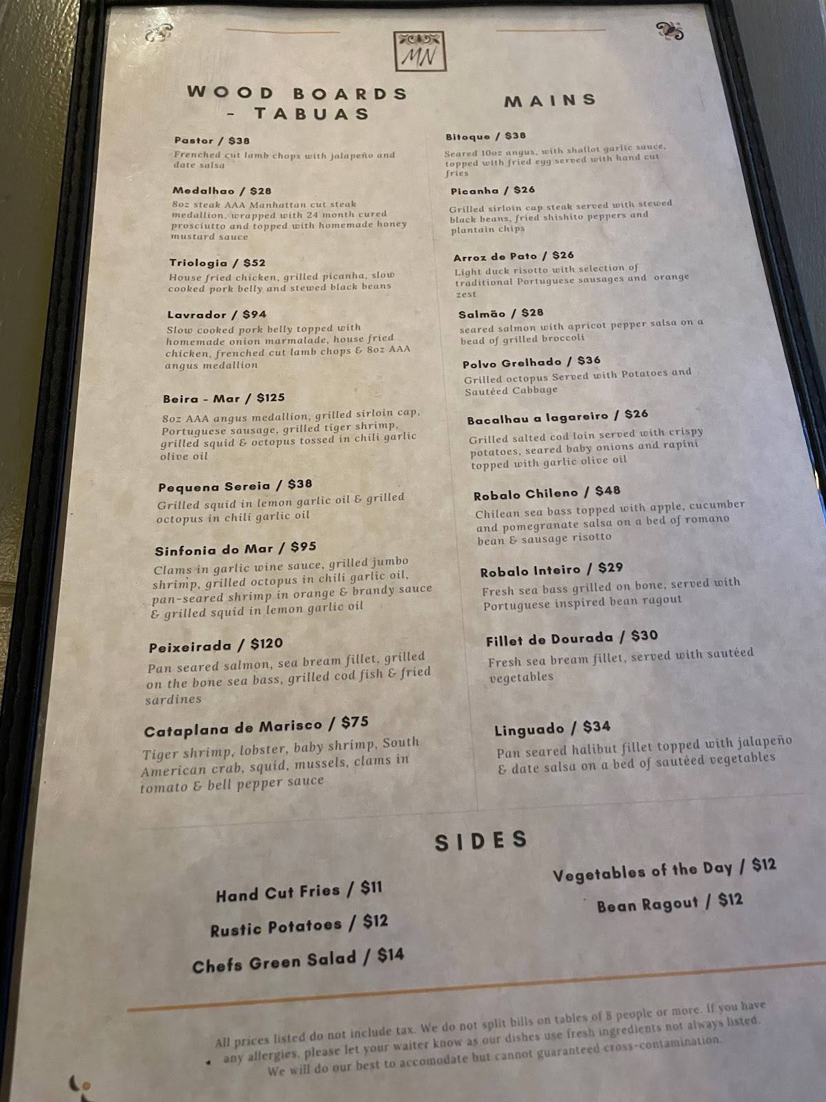 Menu at Mercado Restaurant, Toronto