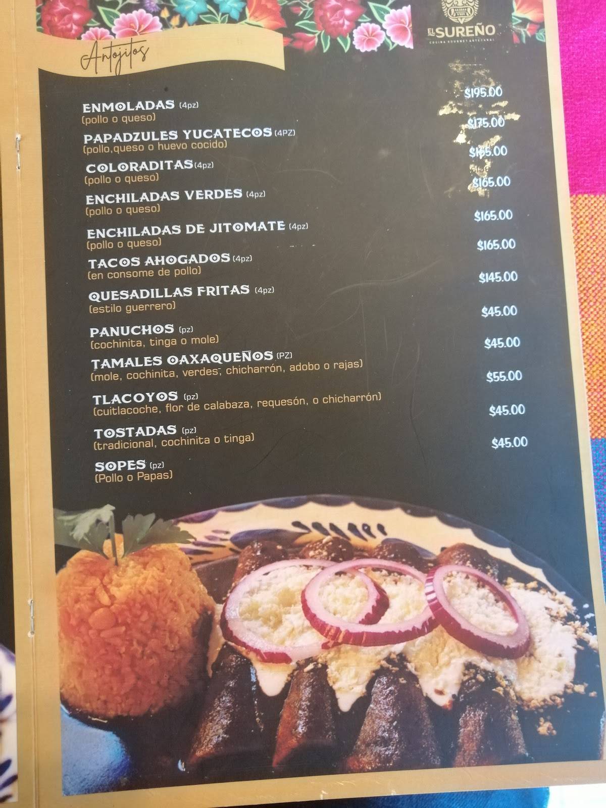 Carta del restaurante El Sureño, Torreón, C. González Ortega Sur 272