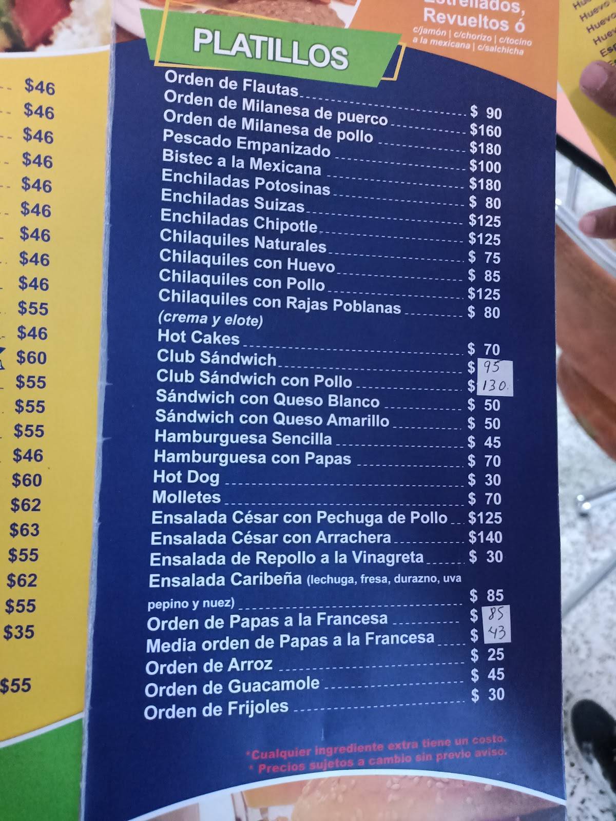 Carta del restaurante Tortas del Pasaje SLP, San Luis Potosi