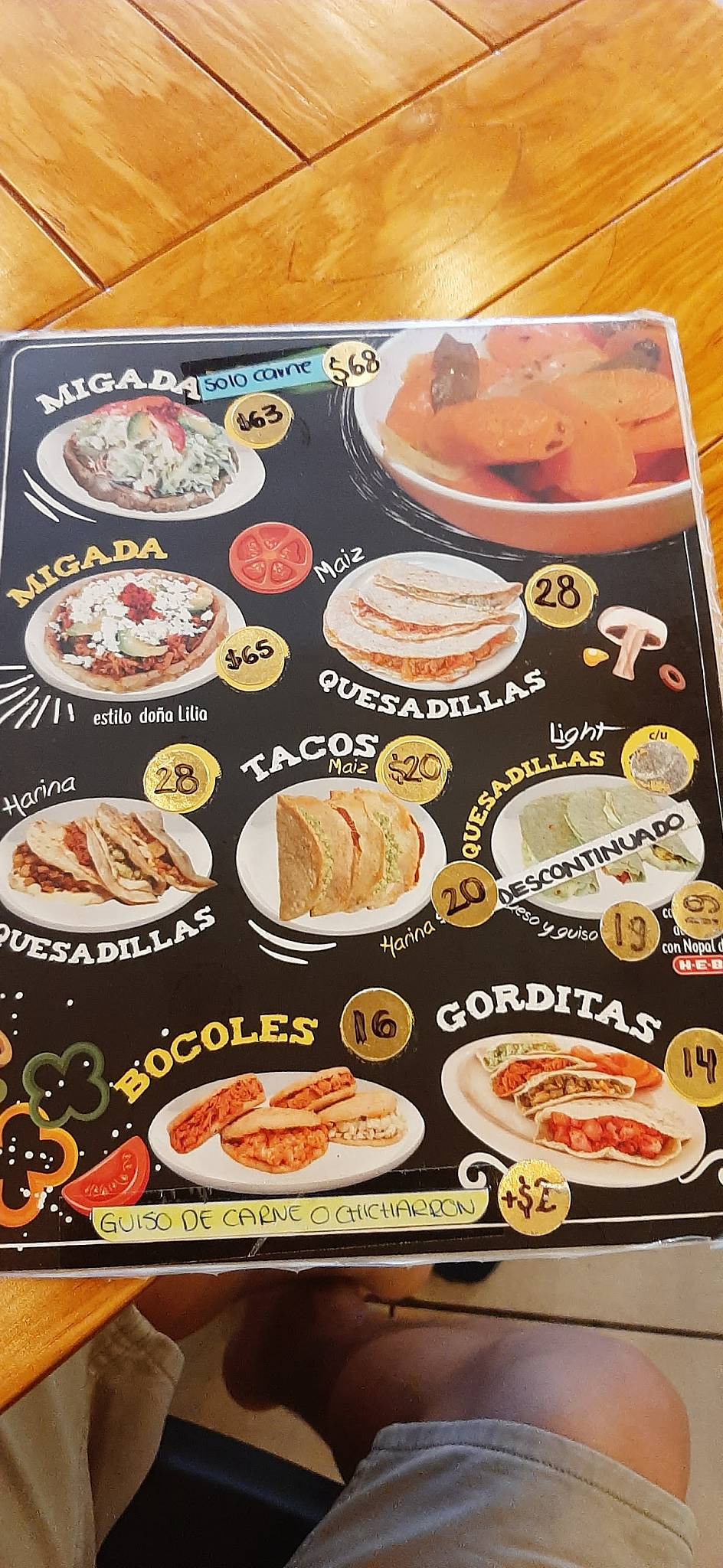Carta de "Las Sabrosas" Restaurante, Ciudad Madero