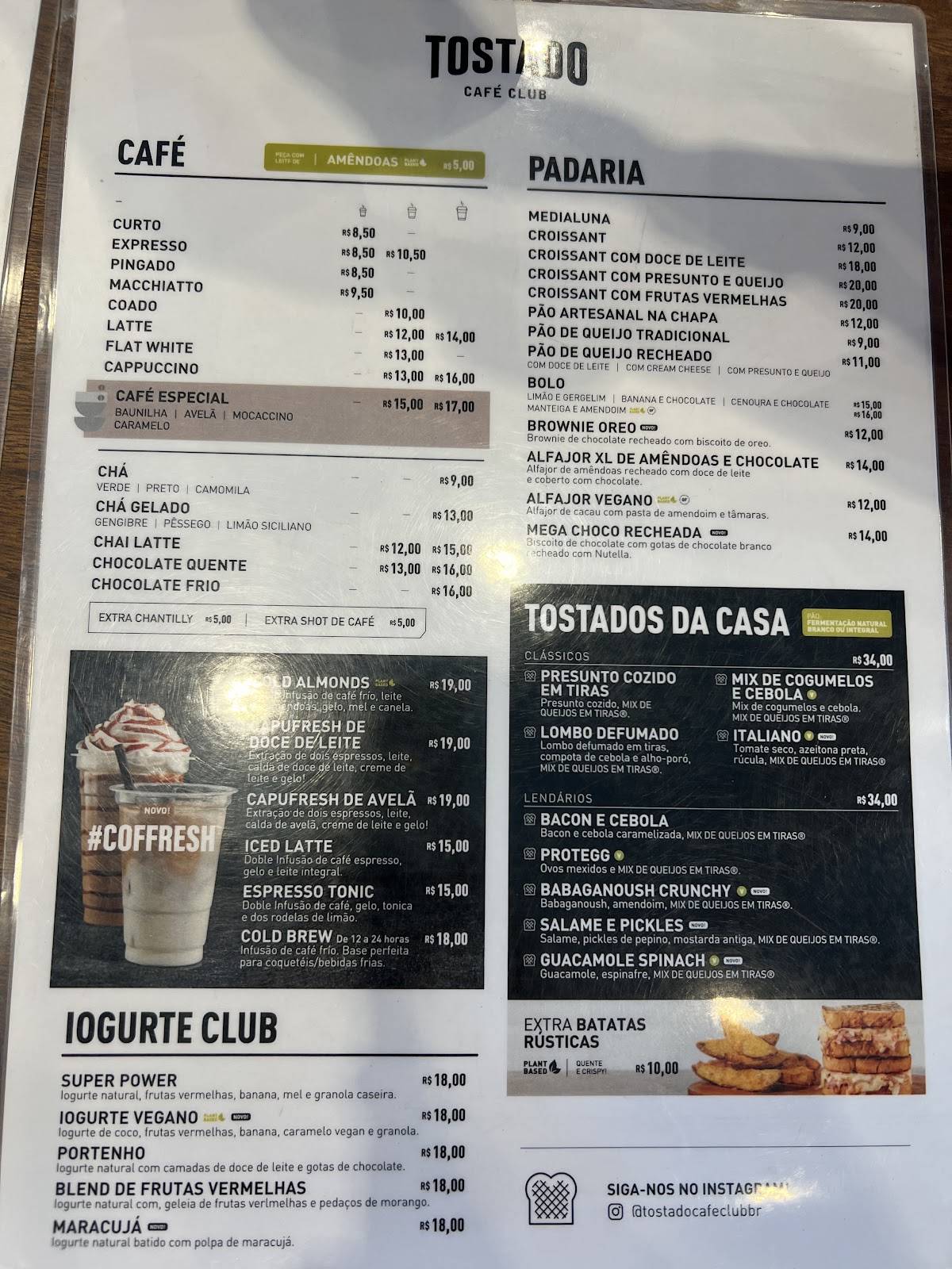 Menu em Tostado Café Club, São Paulo, R. Oscar Freire