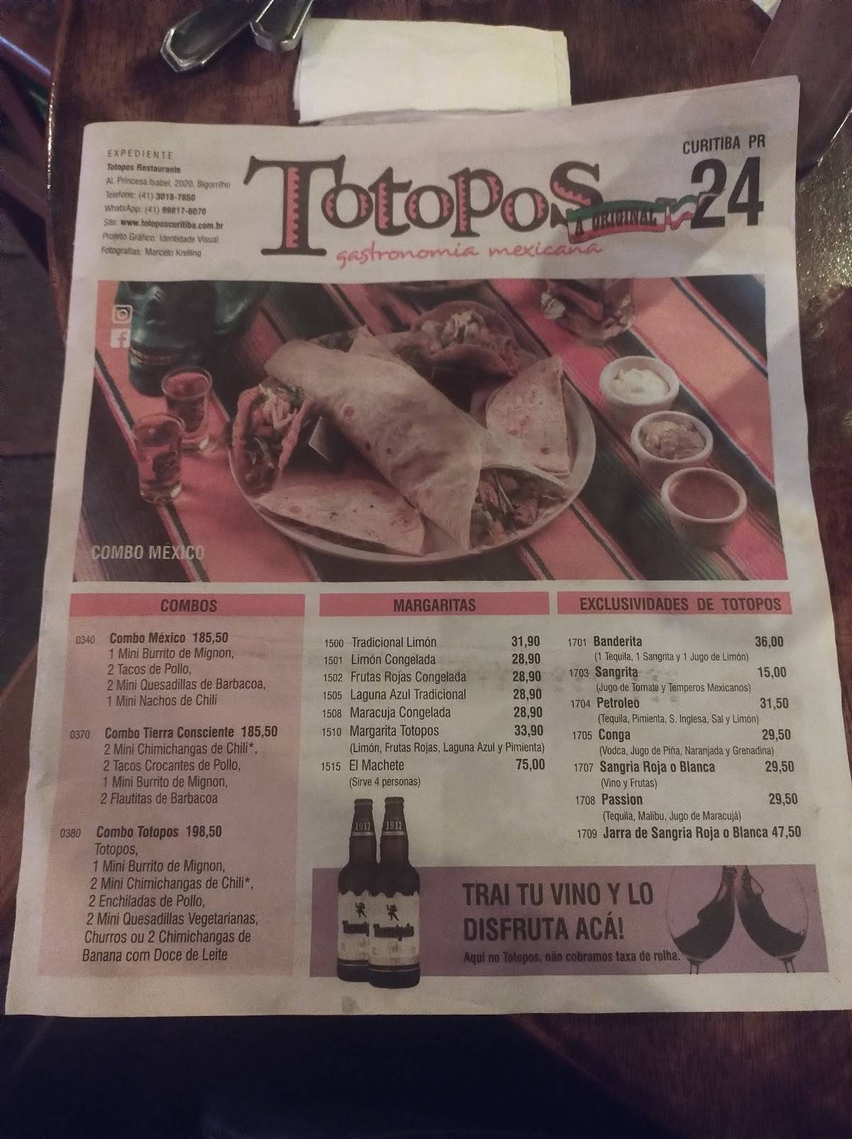 Menu em Totopos Gastronomia Mexicana restaurante, Curitiba, Alameda ...