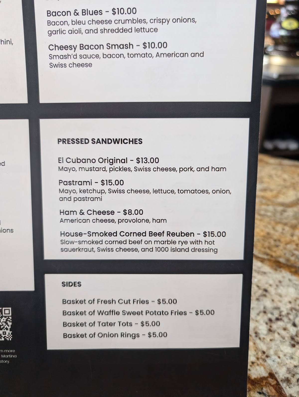 Menu at Tradesman Tavern pub & bar, Parma