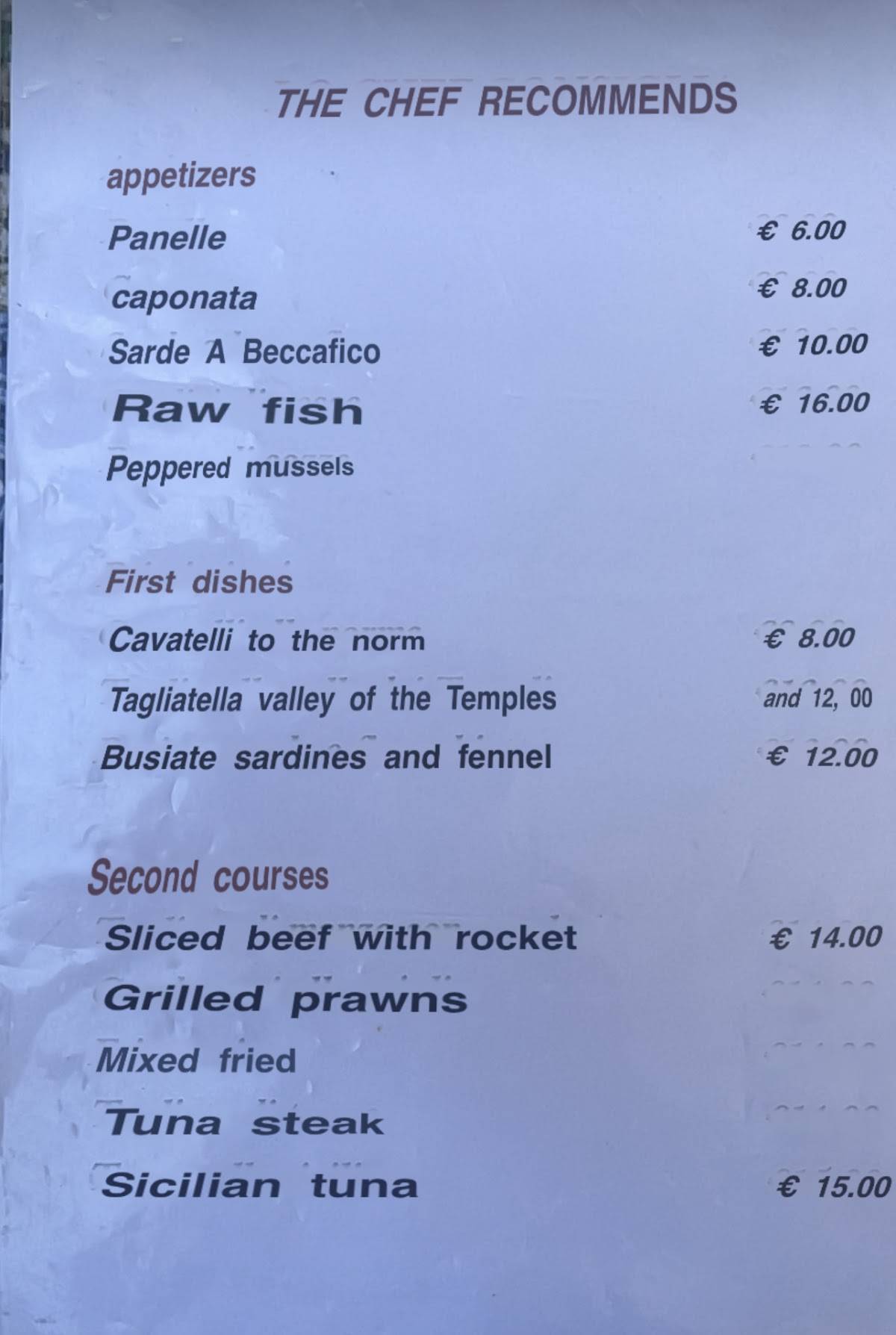 Menu da Trattoria Gattopardo Due Siciliano Milano ristorante, Milano