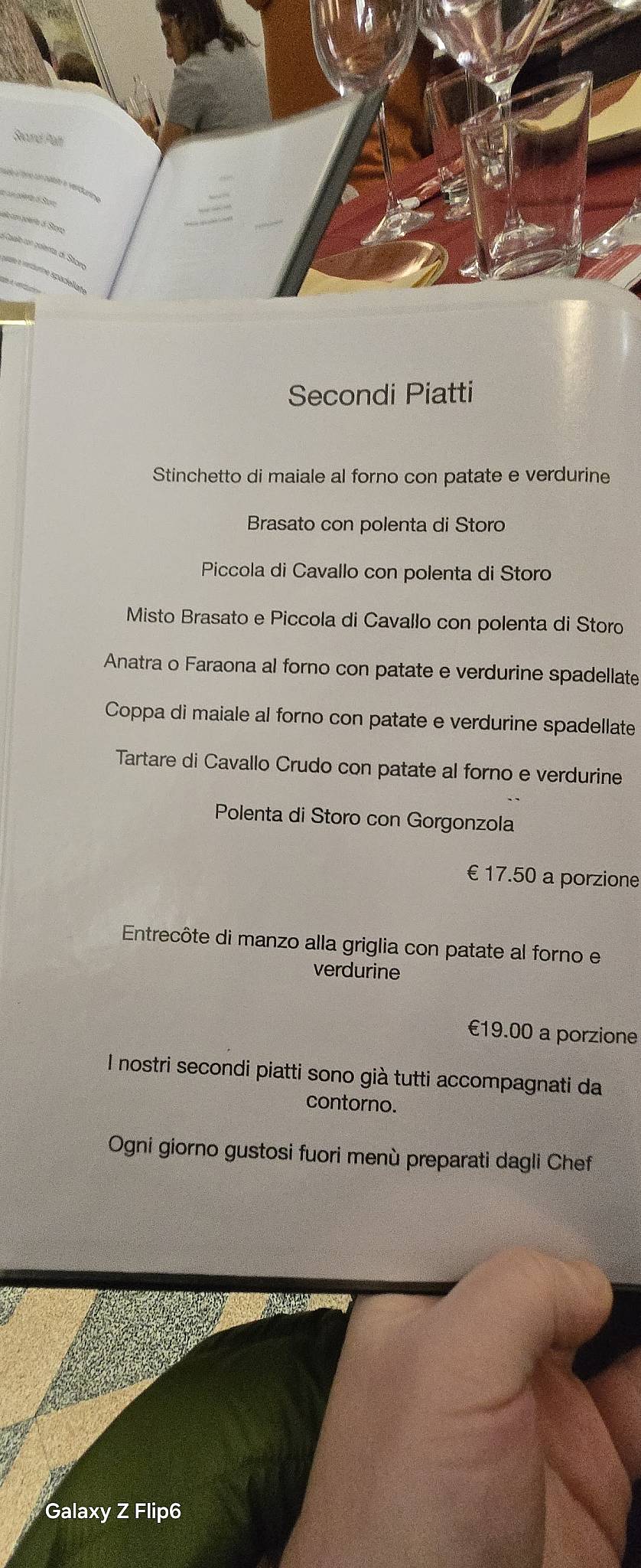 Menu at Tre Ganasce restaurant, Piacenza