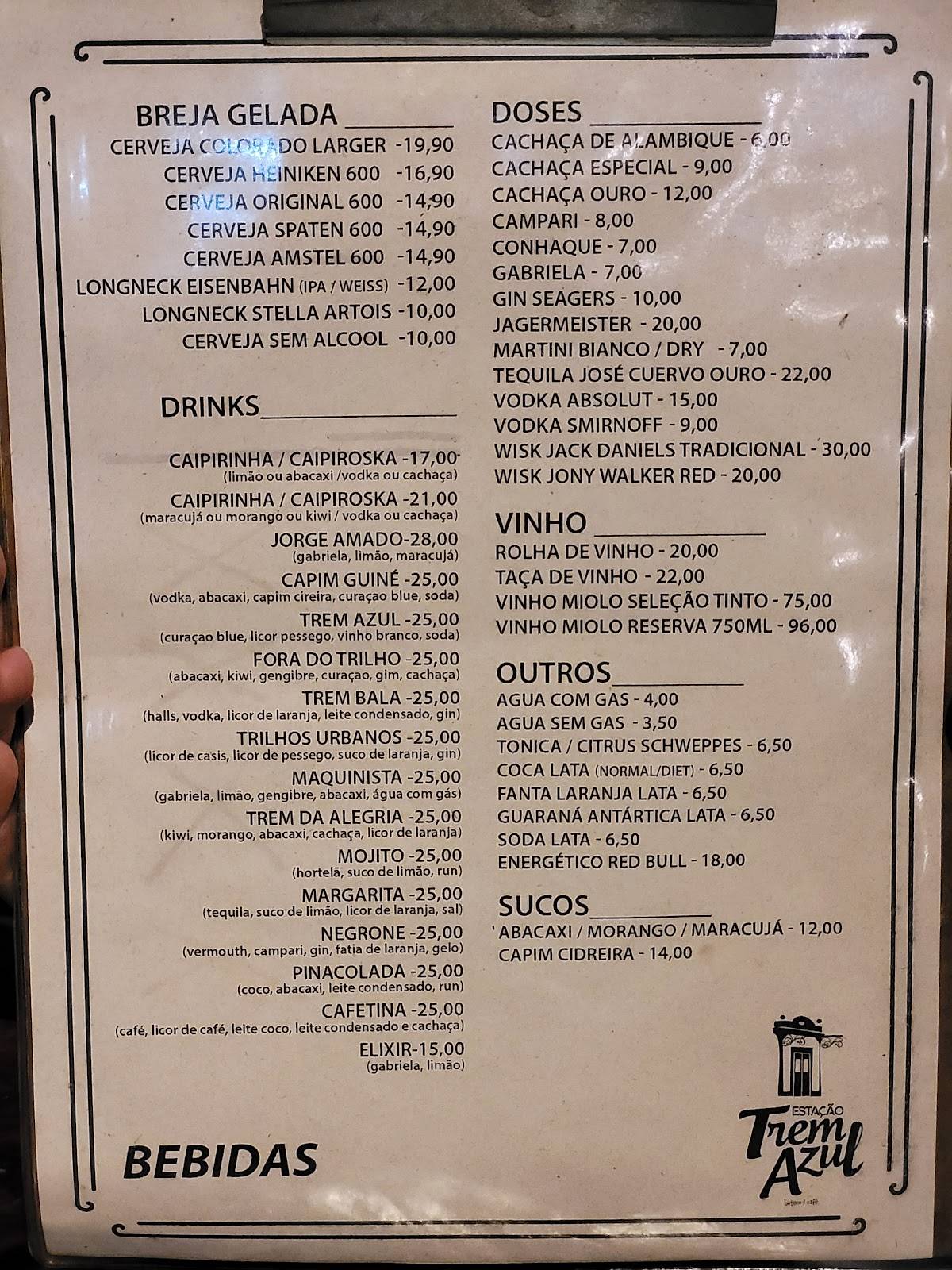 Menu em Trem Azul pub & Bar, Taubaté