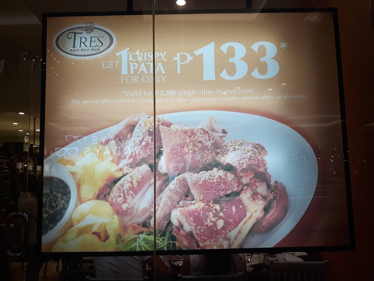 Menu at Tres Sm North restaurant, Quezon City