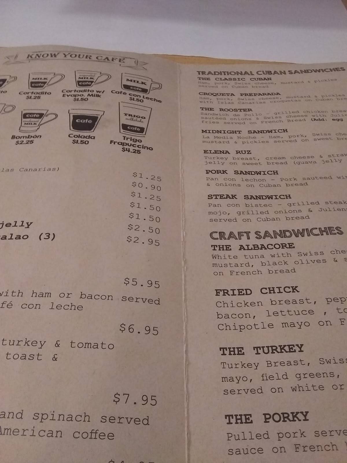 Menu at Trigo Cafe Tapas Wine, Hialeah, 839 W 49th St