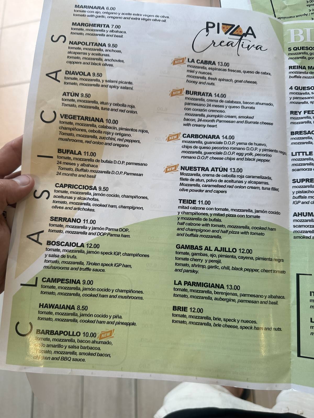 Menu at Trigo Cafetería Pizzeria, Palm-Mar