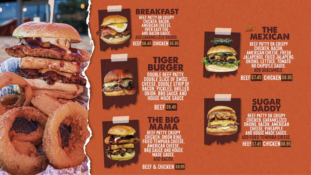 Menu at Tropical Burger restaurant, Easley