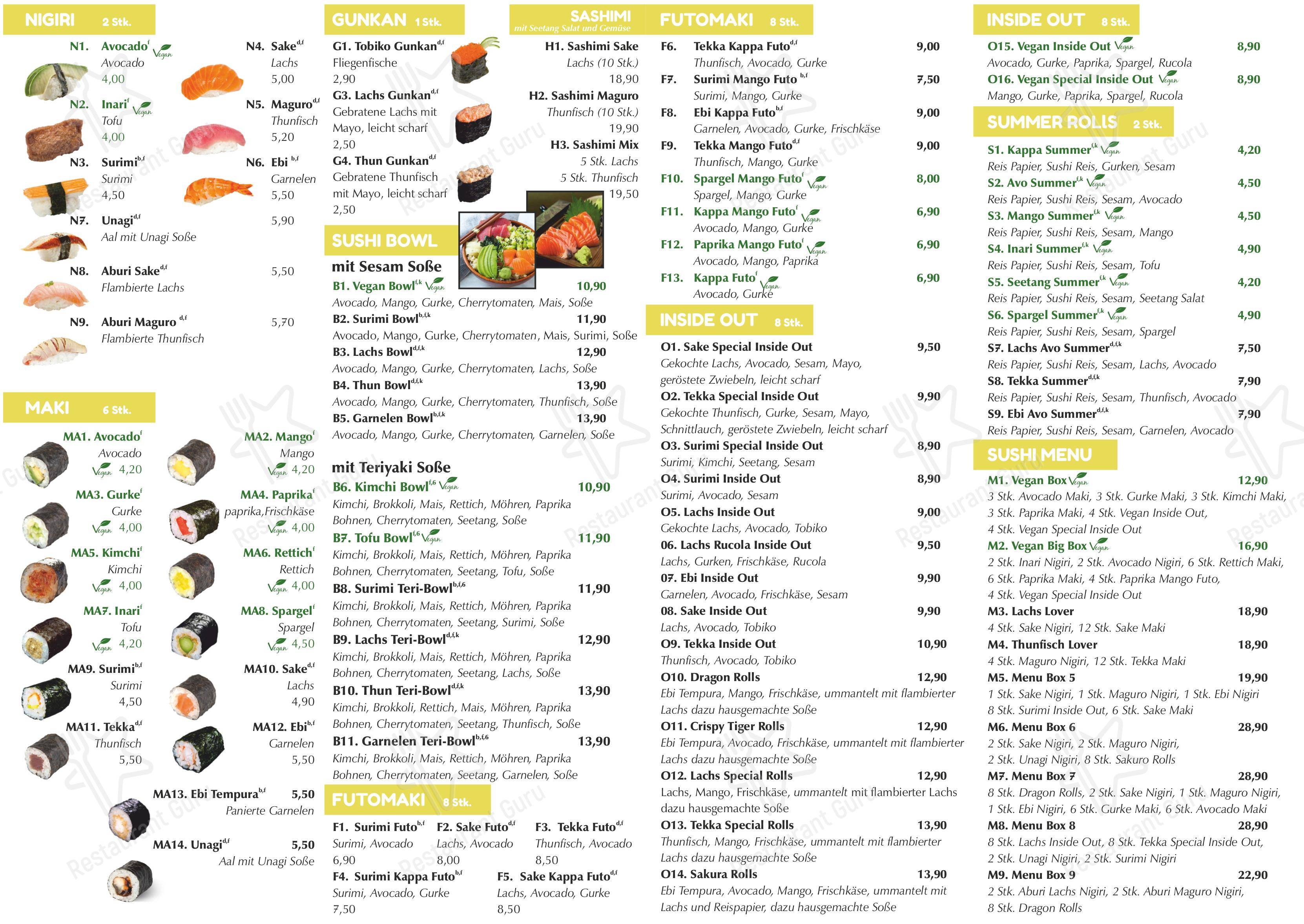 Speisekarte von Tumi Sushi & Bubble Tea restaurant, Mainz