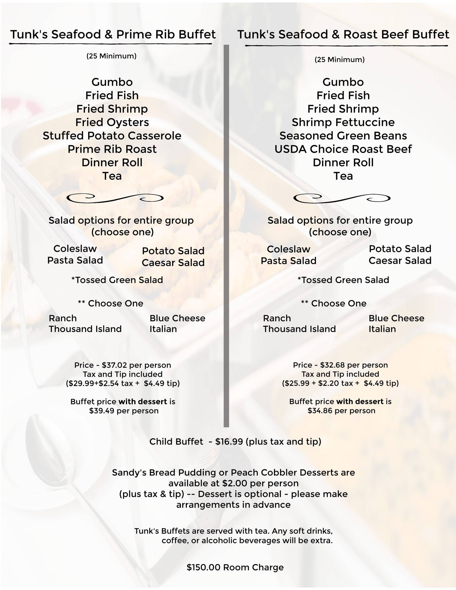 Menu at Tunk's Cypress Inn restaurant, Alexandria, LA-28