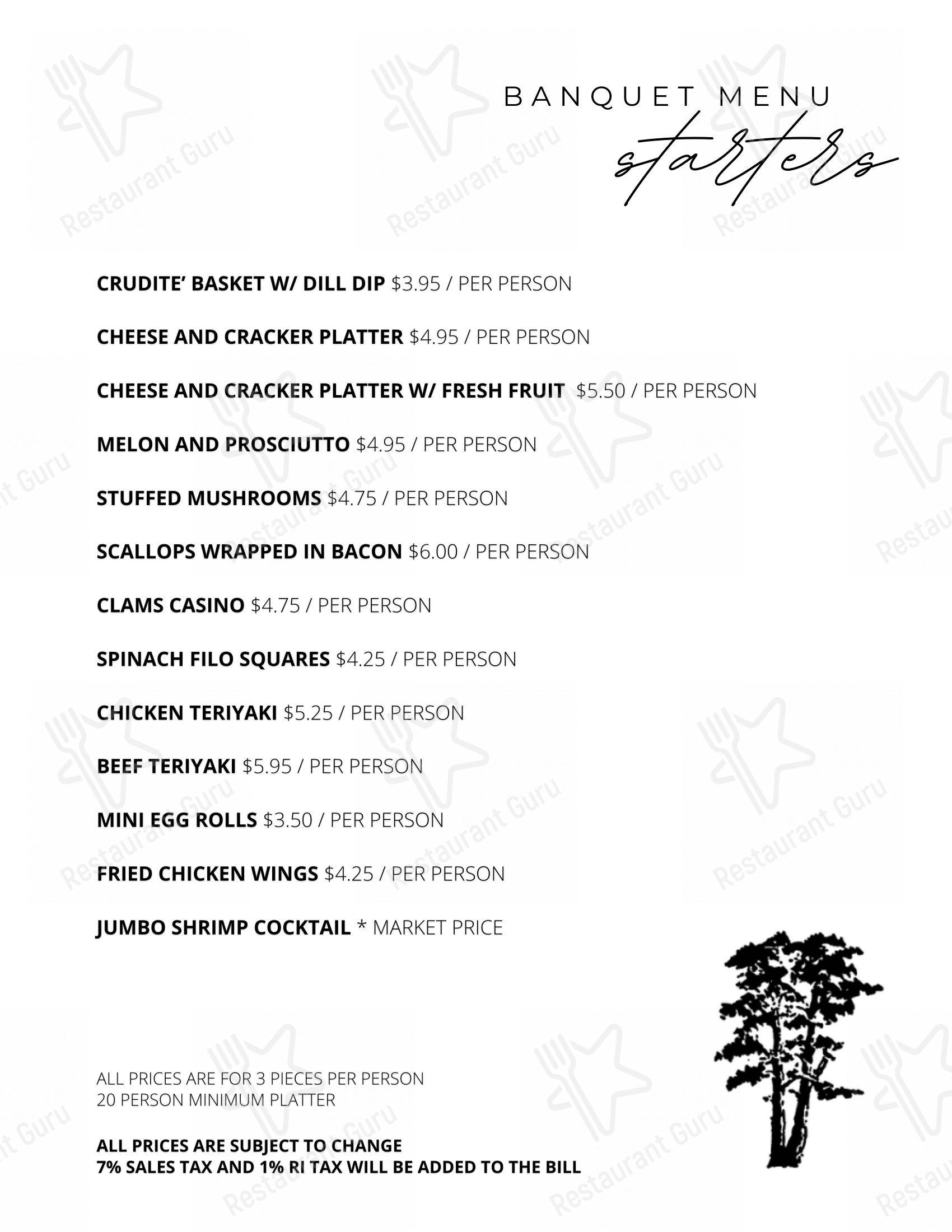 Menu at Twin Oaks Restaurant, Cranston