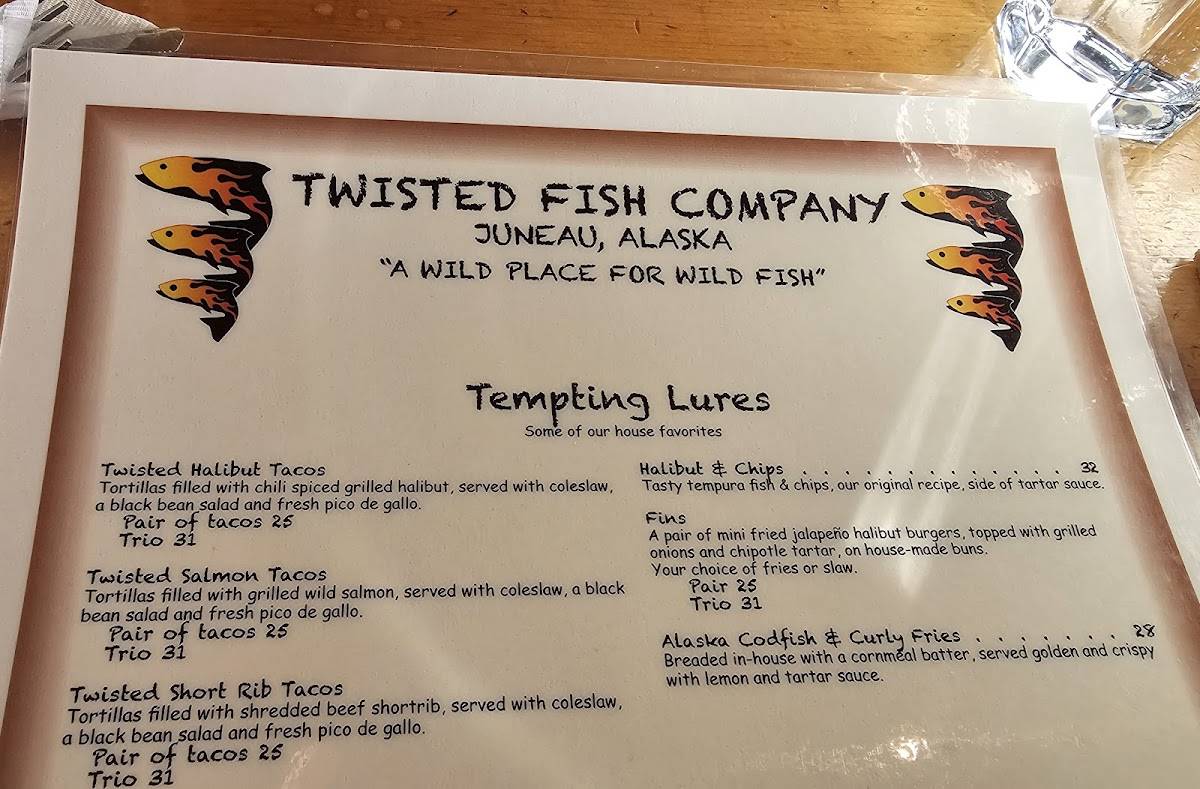 Menu at Twisted Fish Company Alaskan Grill pub & bar, Juneau