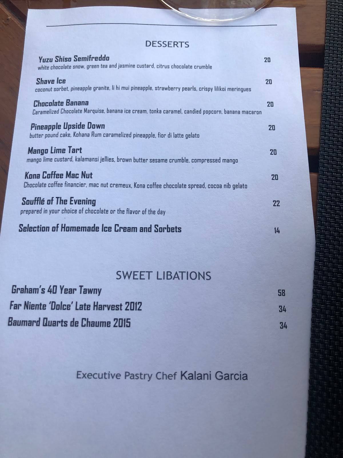 Menu at ULU Ocean Grill restaurant, Kalaoa