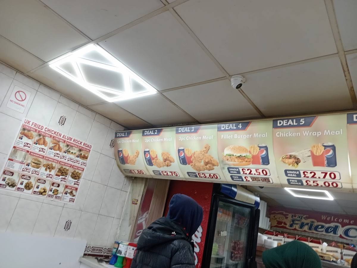 Menu at Uk Fried Chicken fast food, Birmingham, 206 Alum Rock Rd