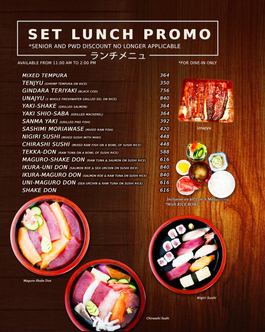 Menu at Umenoya Japanese Restaurant, Santa Rosa, Arcadia Building
