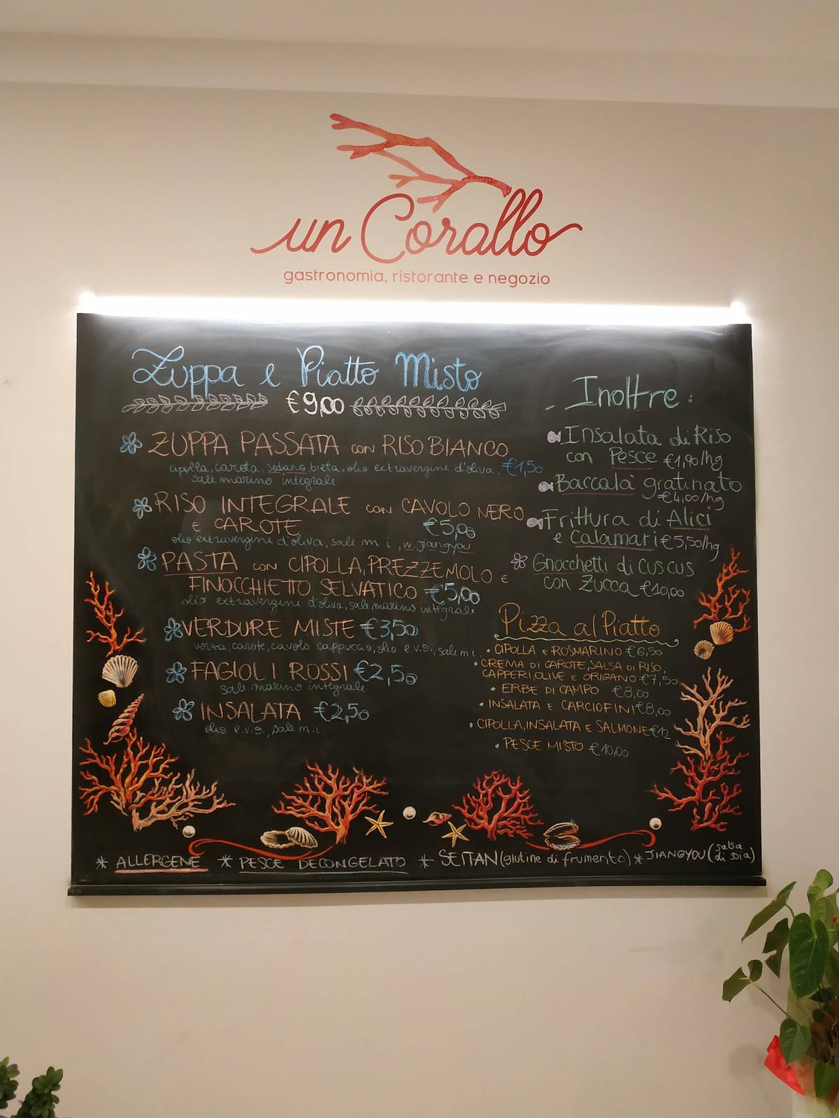 Menu da Un Corallo - gastronomia, ristorante macrobiotico e negozio ...