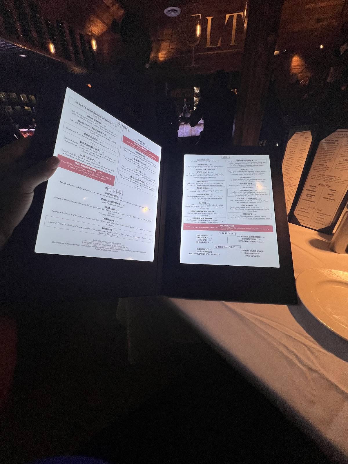 Menu at Vault Seafood & Steakhouse, Mansfield