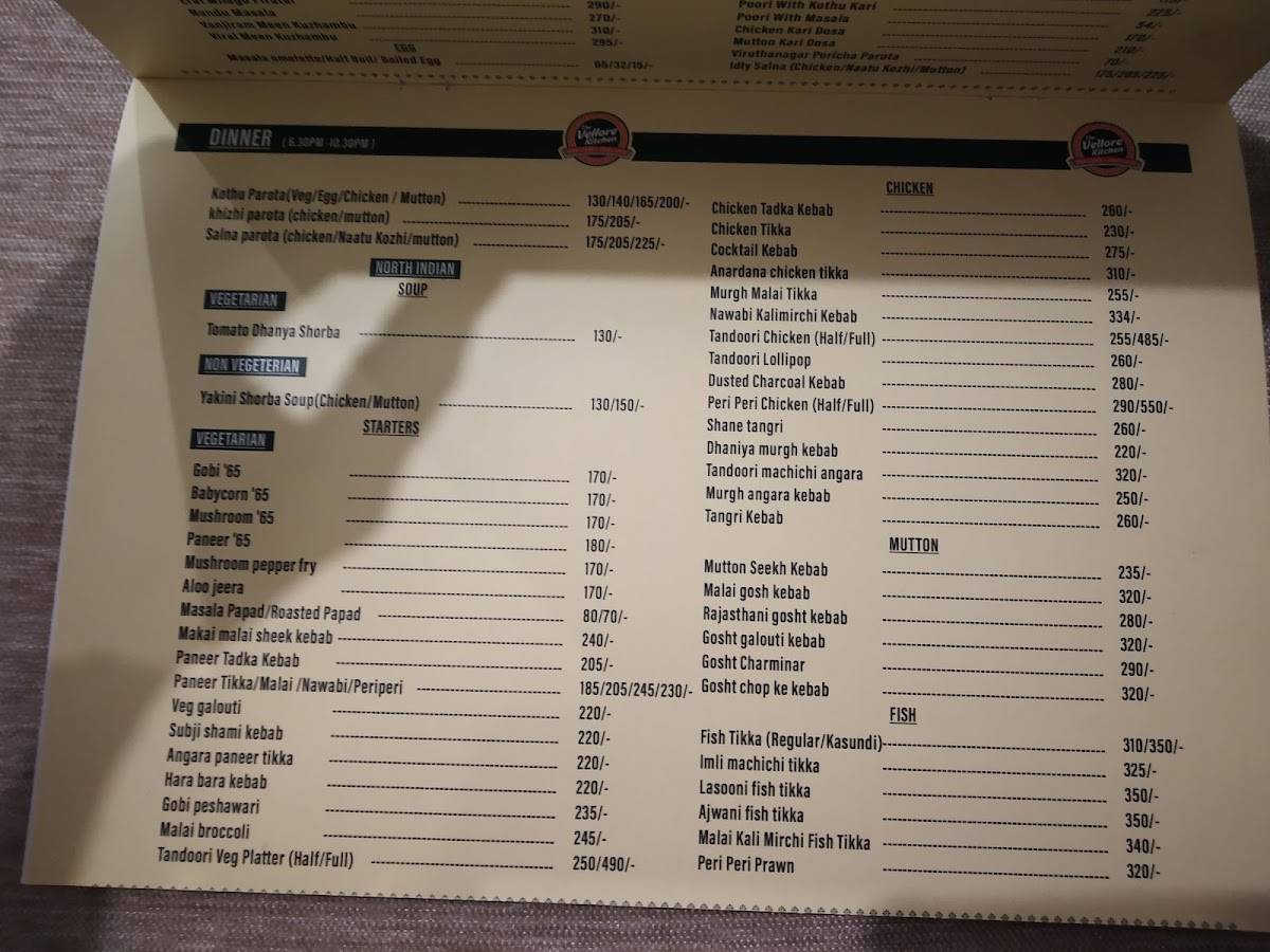 Menu at The Vellore Kitchen Gandhi Nagar, Vellore