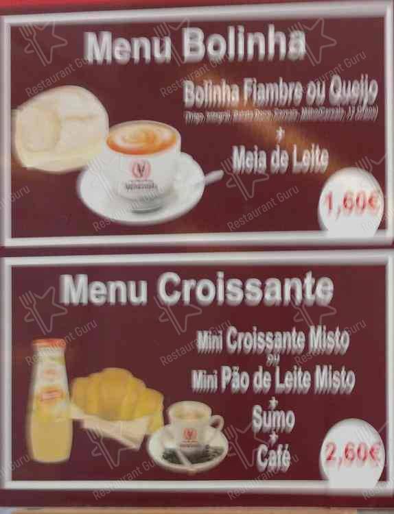 Menu at Pastelaria Venezuela cafe, Faro, Largo Dr. Francisco Sa Carneiro 11