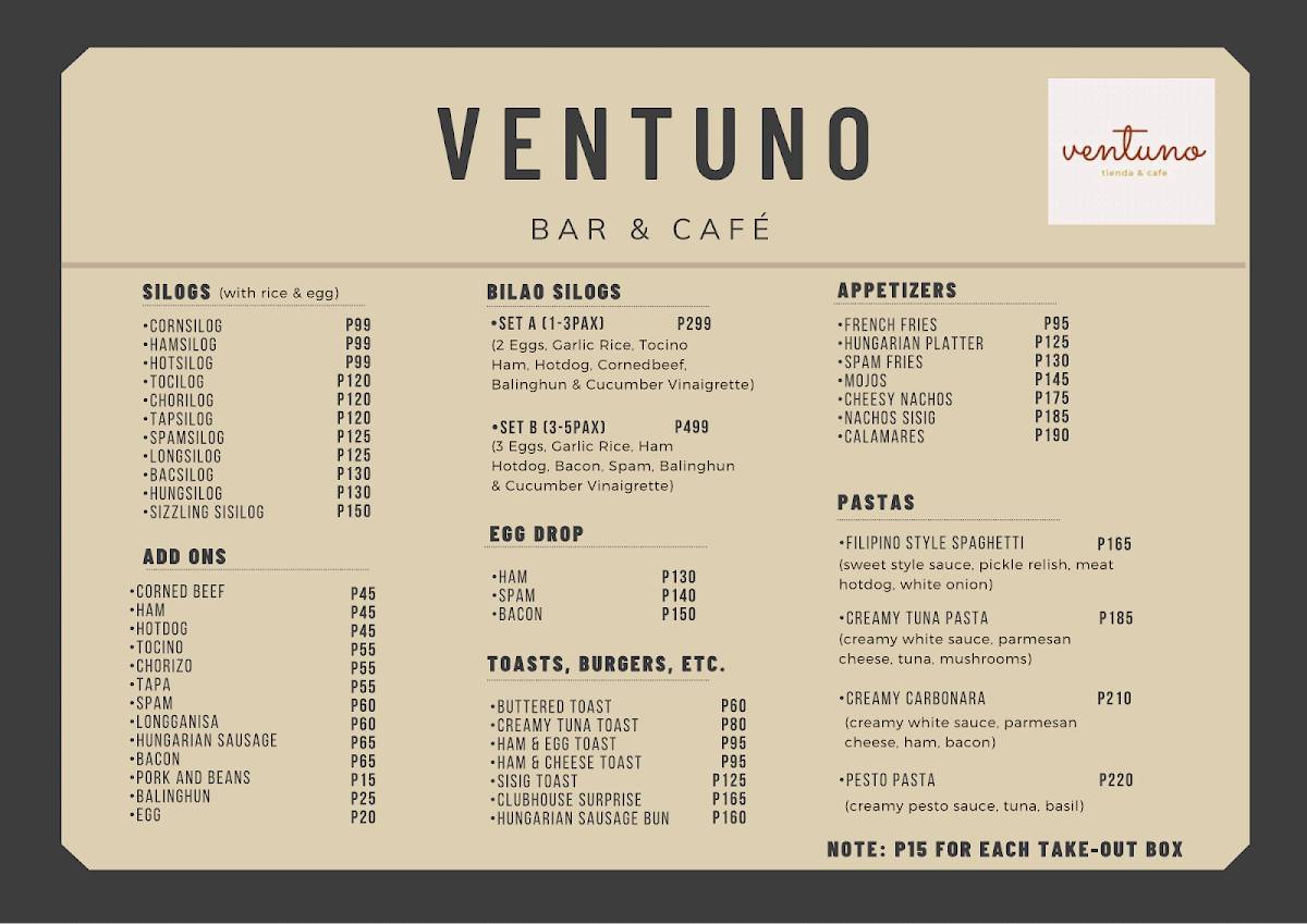 Menu at Ventuno Bar & Cafe Pavia Branch, Pavia