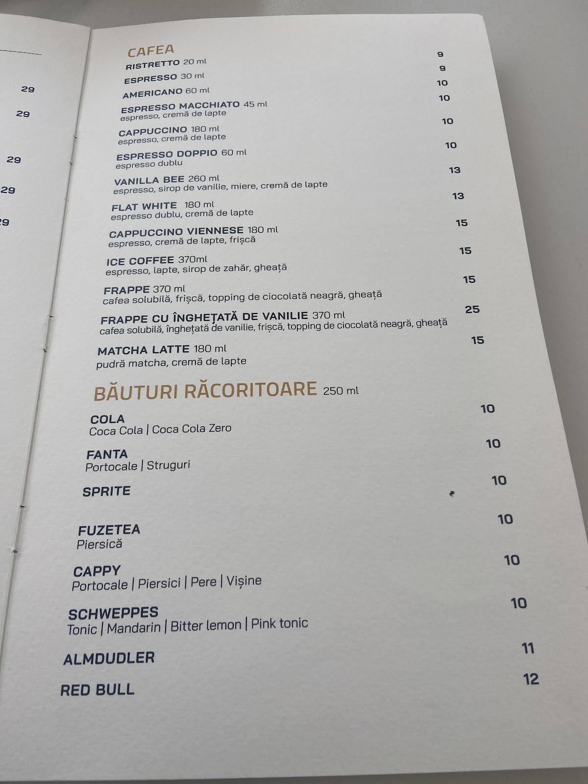 Menu at Verdi Restaurant, Satu Mare