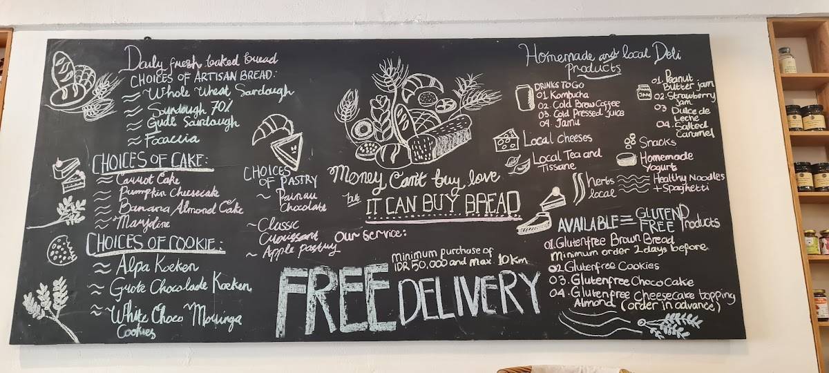 Menu at ViaVia Artisan Bakery, Yogyakarta, Jl. Prawirotaman No.32