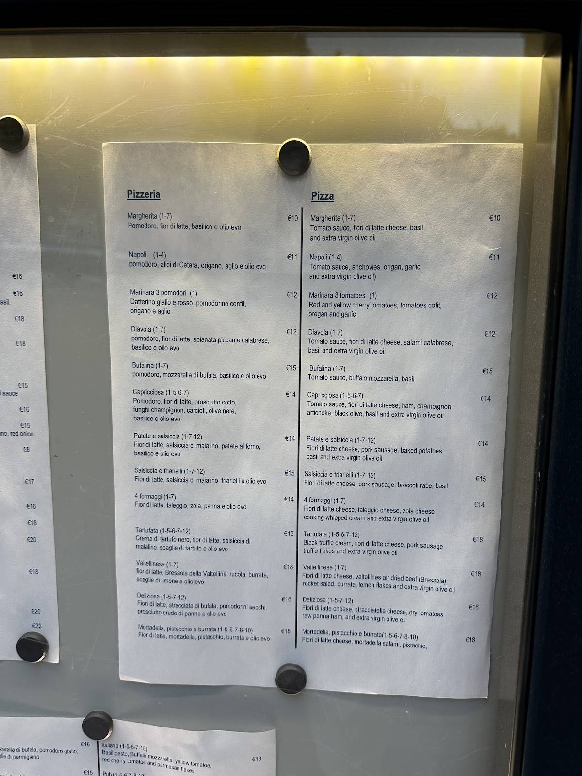 Menu at Victoria Grill restaurant, Varenna, Contrada della Filanda