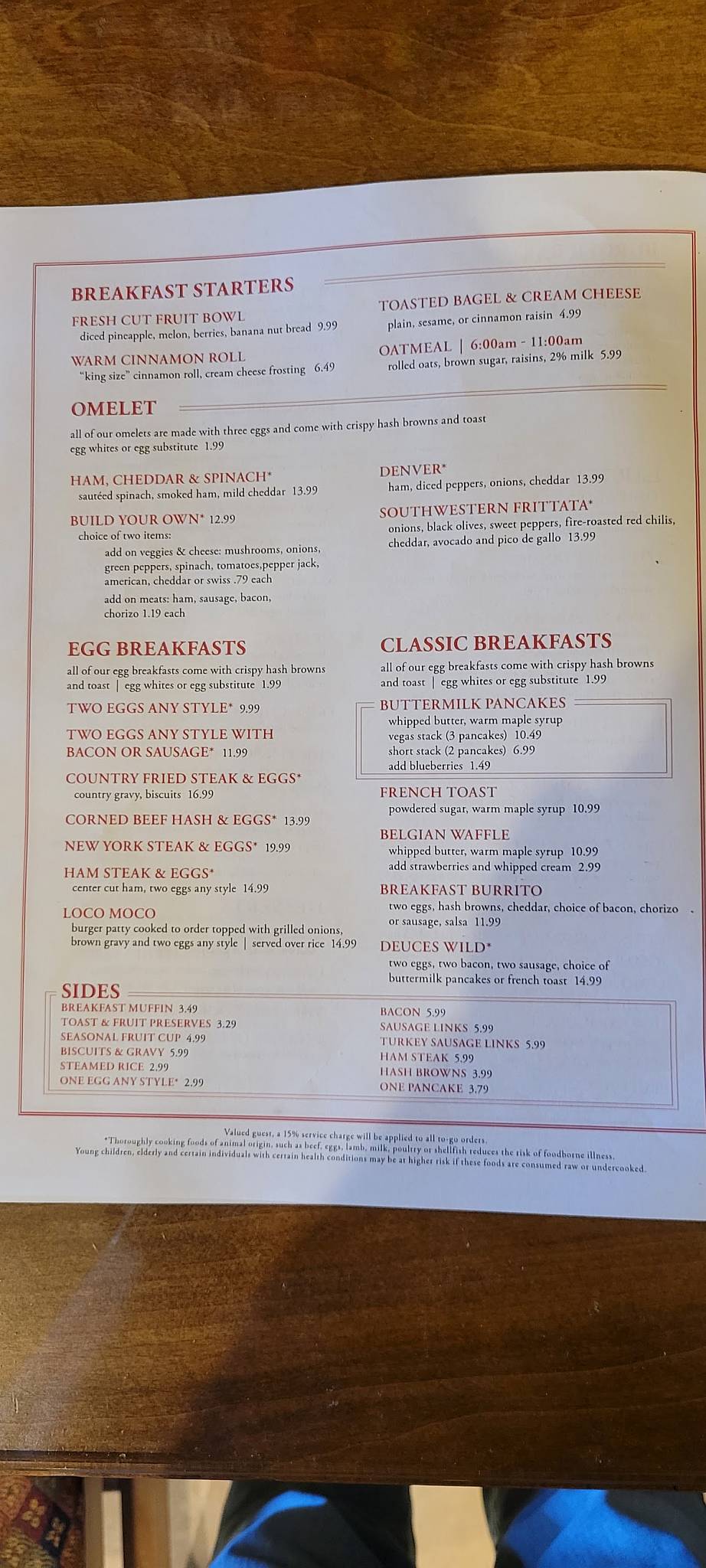 Menu at Victory's Cafe, North Las Vegas