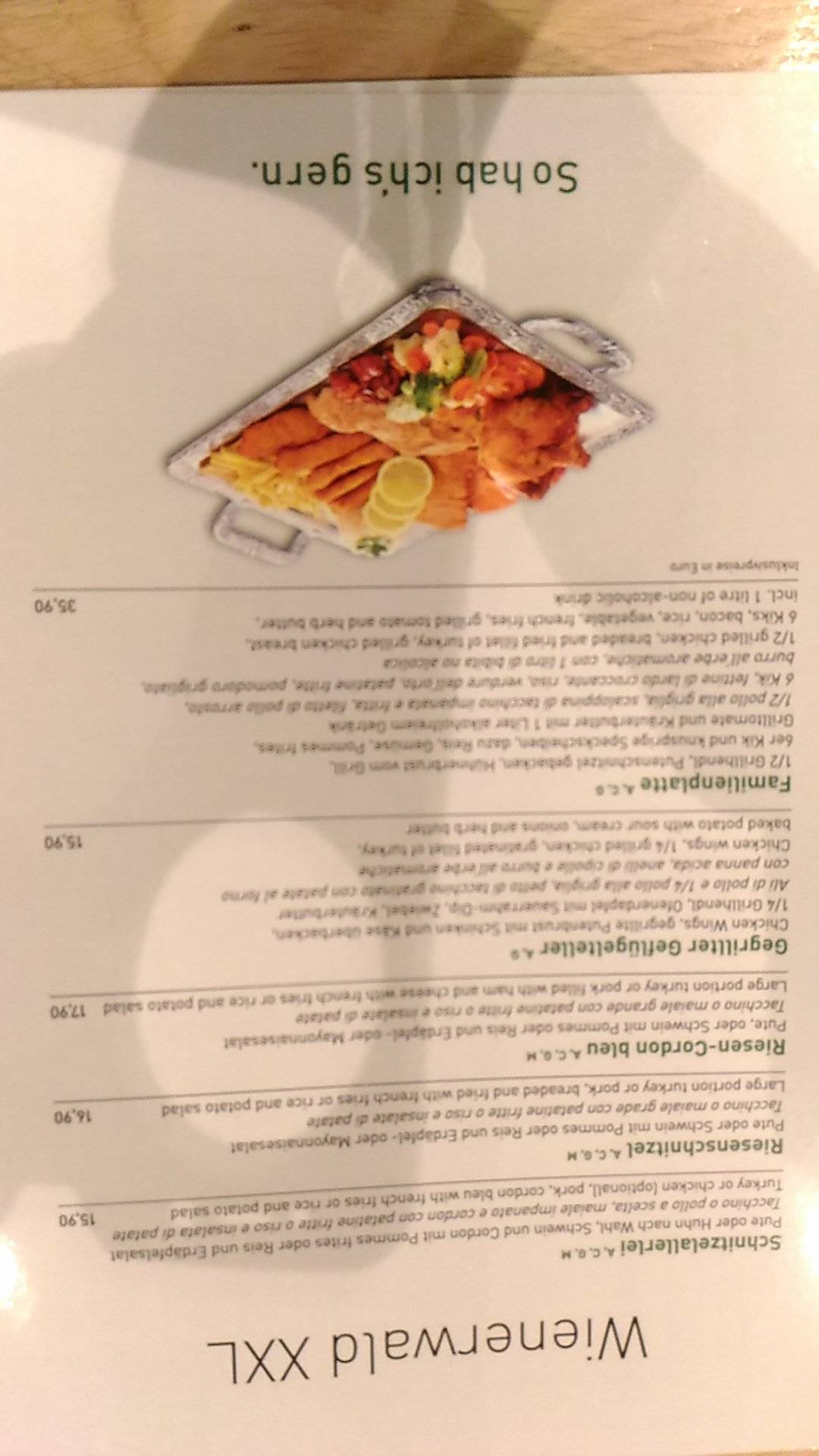 Speisekarte von Wienerwald fast Food, Wien, St.-Anna-Hof