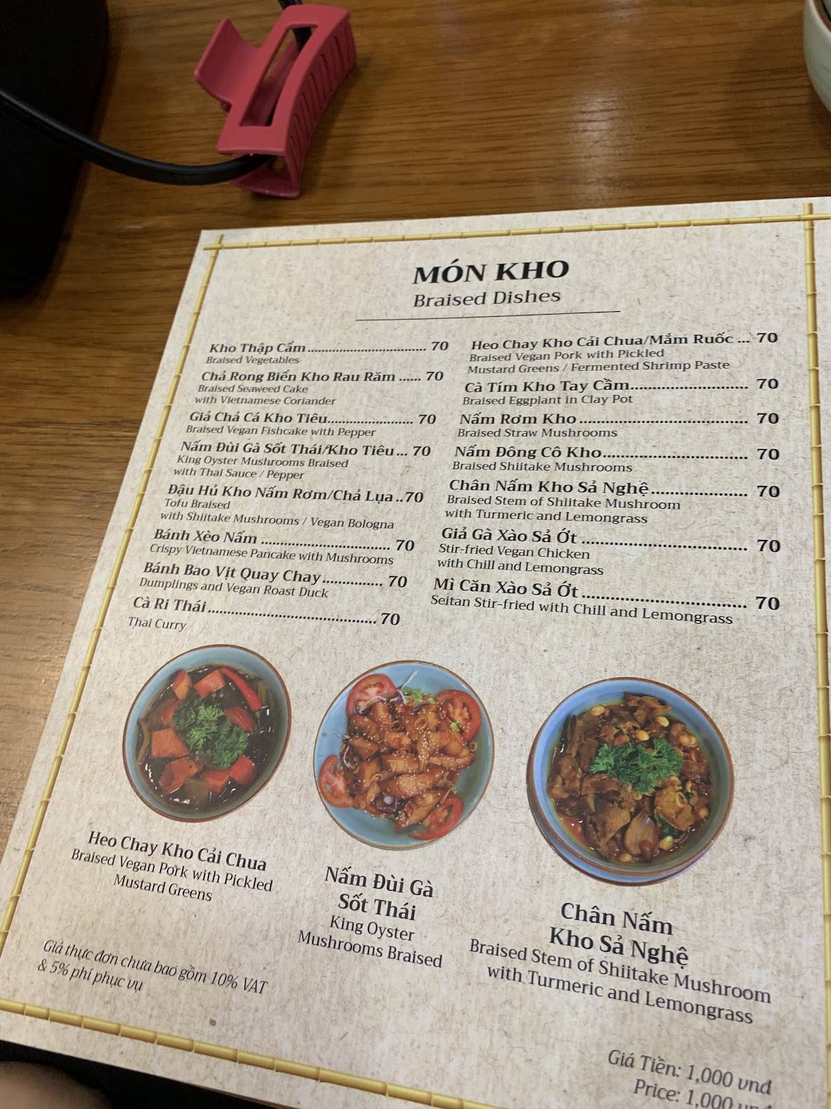 Menu at Việt Chay restaurant, Ho Chi Minh City, 290/21A Đ. Nam Kỳ Khởi ...