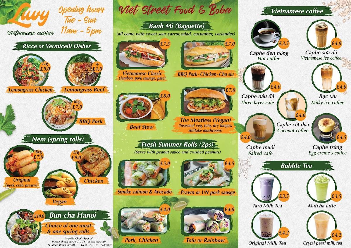 Menu at Viet Street Food & Bubble Tea cafe, Carlisle