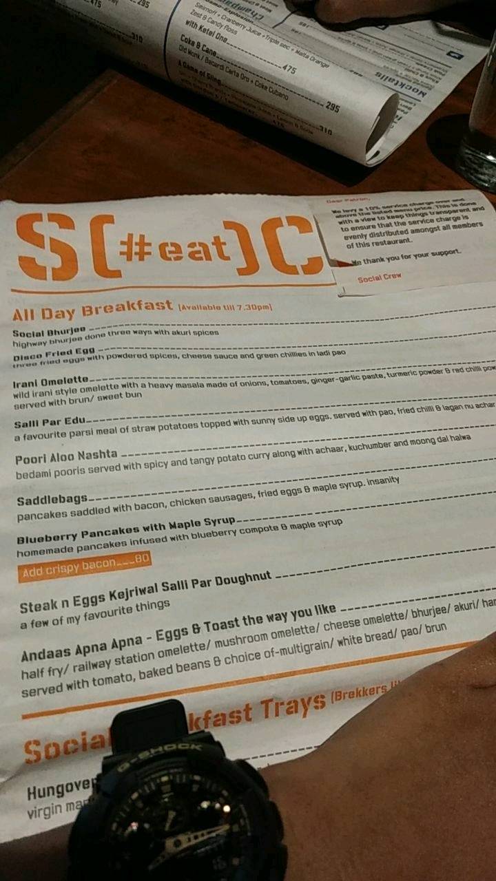 Menu at Vikhroli Social, Mumbai, CST No- 51/8