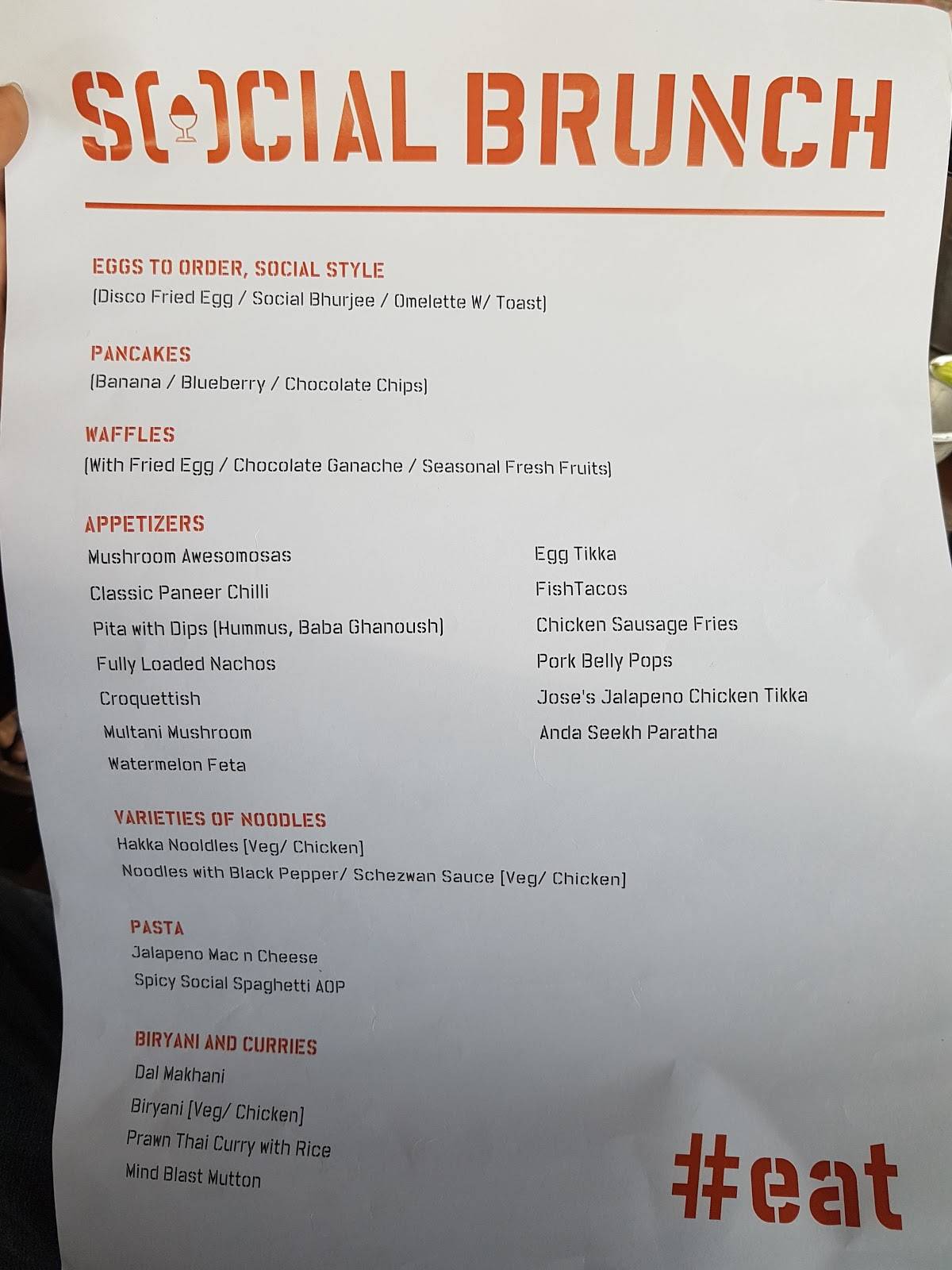 Menu at Vikhroli Social, Mumbai, CST No- 51/8