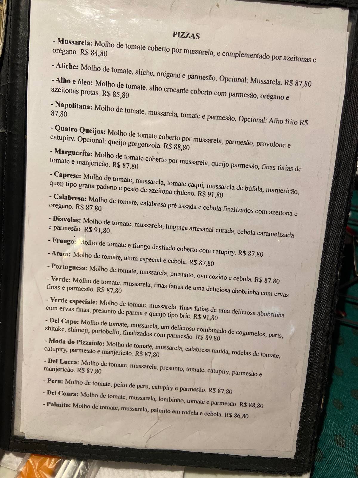 Menu em Villa Del Capo restaurante, São Paulo