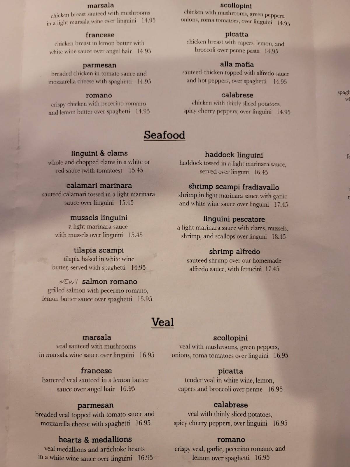 Menu at Villa Grande Restaurant & Pizzeria, Butler