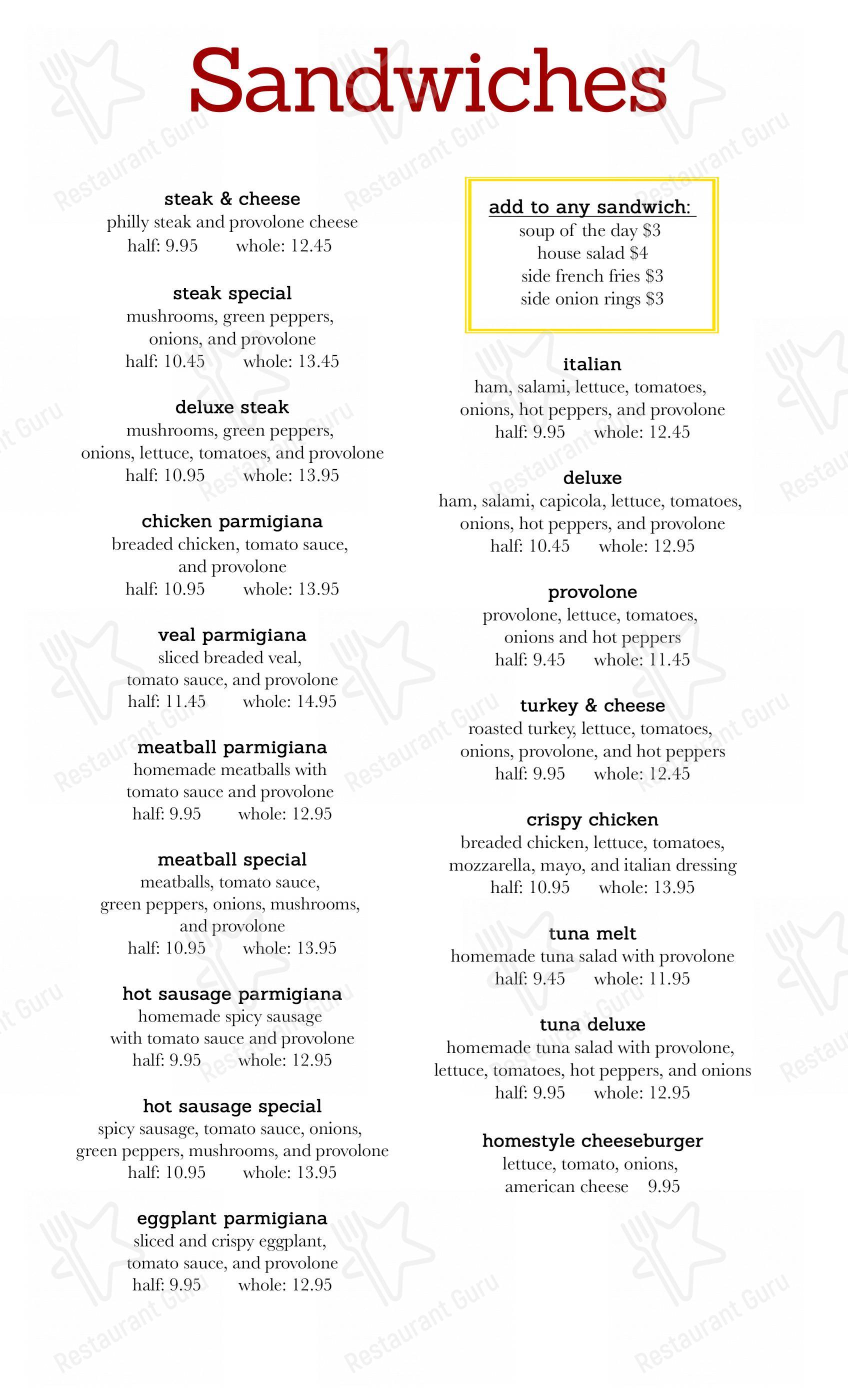 Menu at Villa Grande Restaurant & Pizzeria, Butler