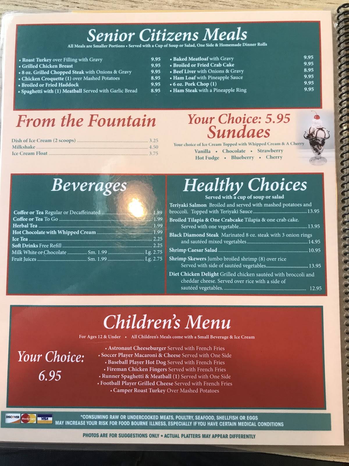 Menu at Village Square Diner restaurant, Shermans Dale