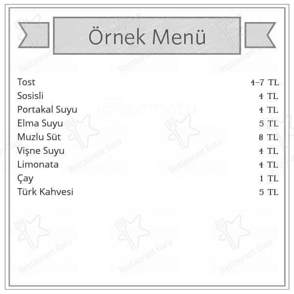 Menu at Balat Vitamin Bar, Istanbul