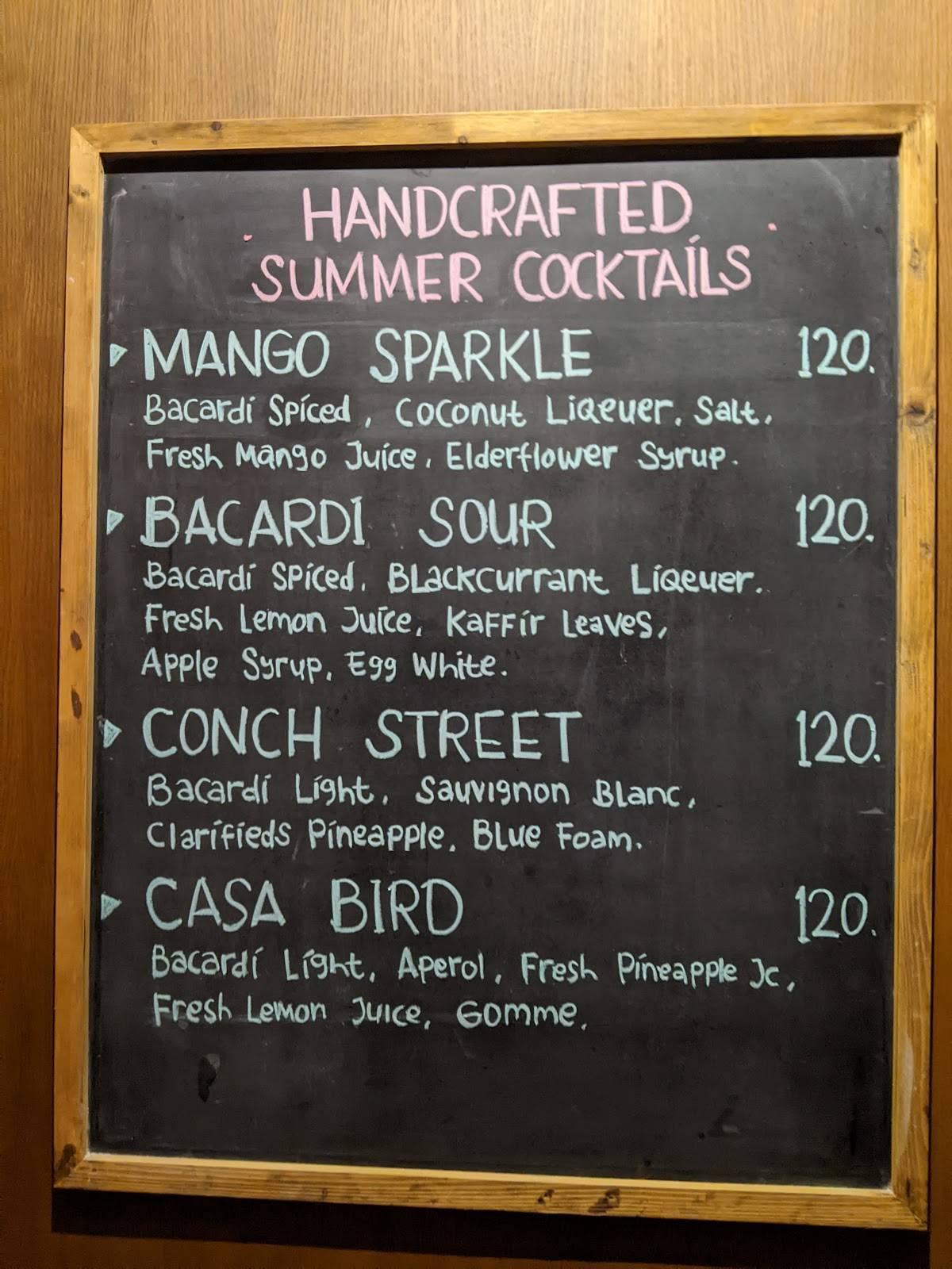 Menu at Vong Kitchen restaurant, Jakarta