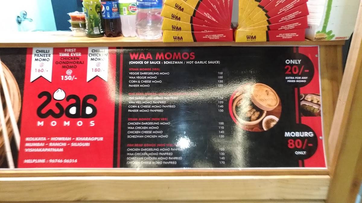 Menu at WAA MOMOS, North Barrackpur