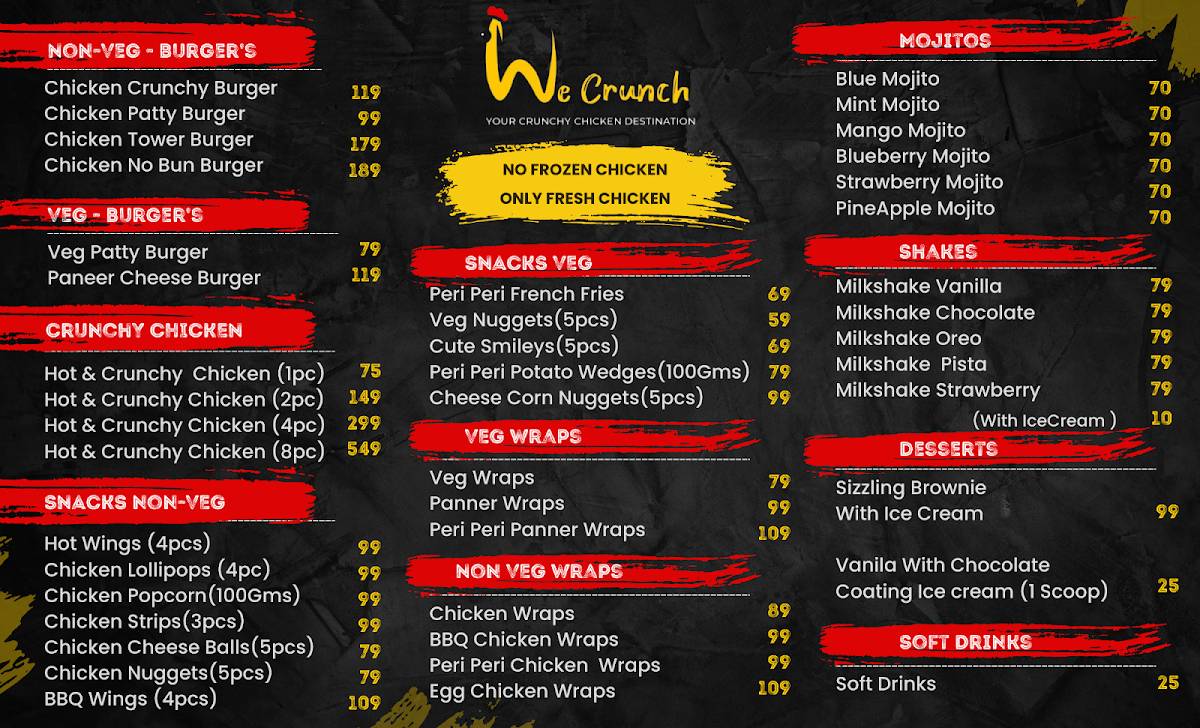 Menu at WE CRUNCH, Guduvanchery